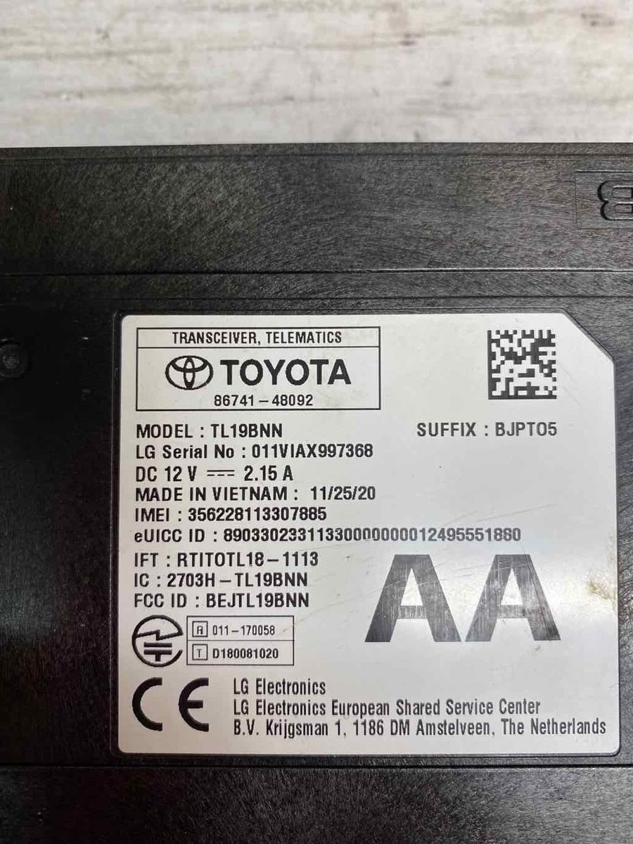 2021 TOYOTA COROLLA TRANSCEIVER TELEMATICS CONTROL MODULE OEM 86741489 ...